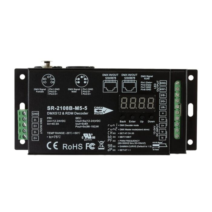 5-Channel DMX RDM Decoder RGB/RGB - SIRS-E® LED Lighting & DMX Control