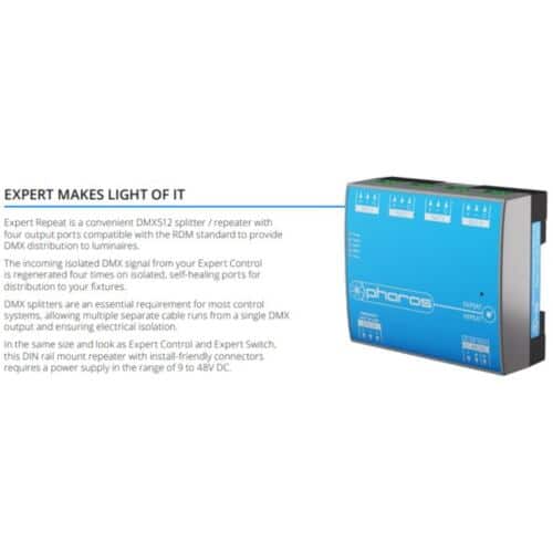 Pharos XPR Expert Repeat 4 Port RDM DMX DIN Rail Isolated Splitter ...