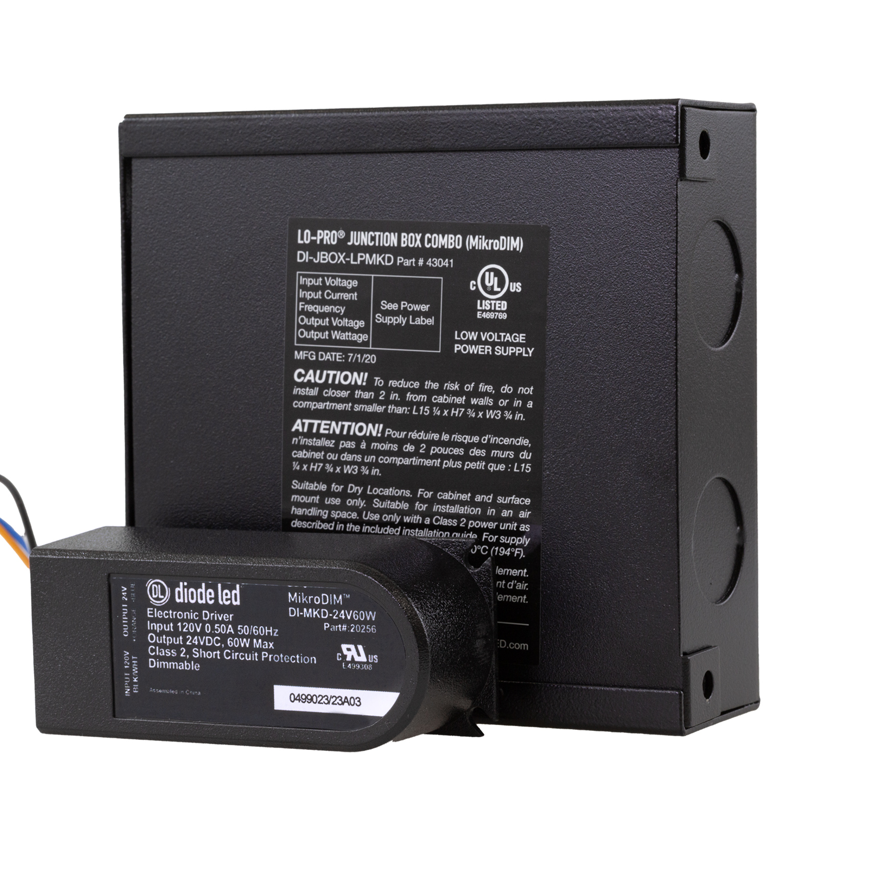 LO-PRO Junction Box with MikroDIM Driver Combo - 24V 60W, With JBOX ...