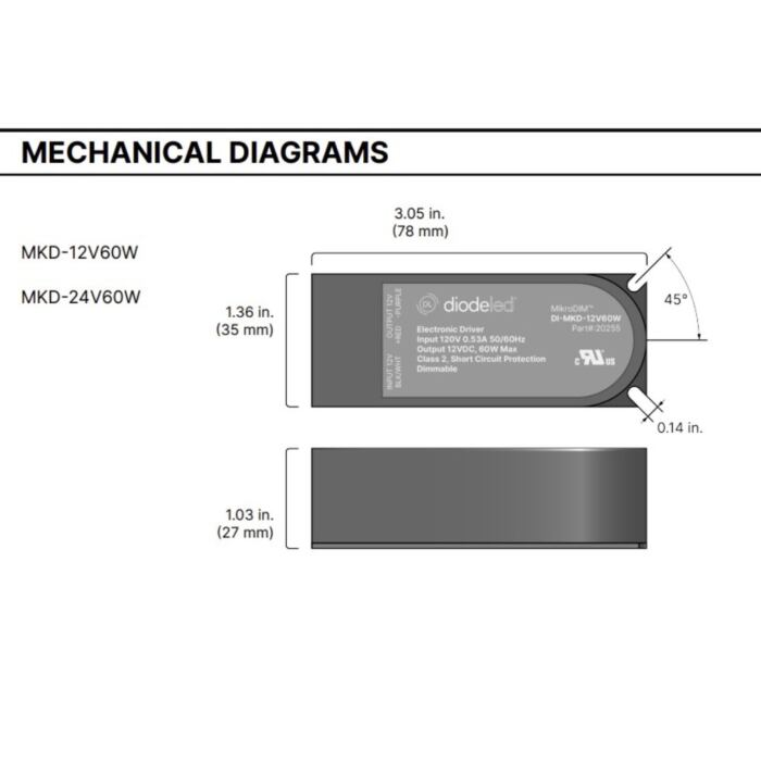 LO-PRO Junction Box with MikroDIM Driver Combo - 24V 60W, With JBOX ...